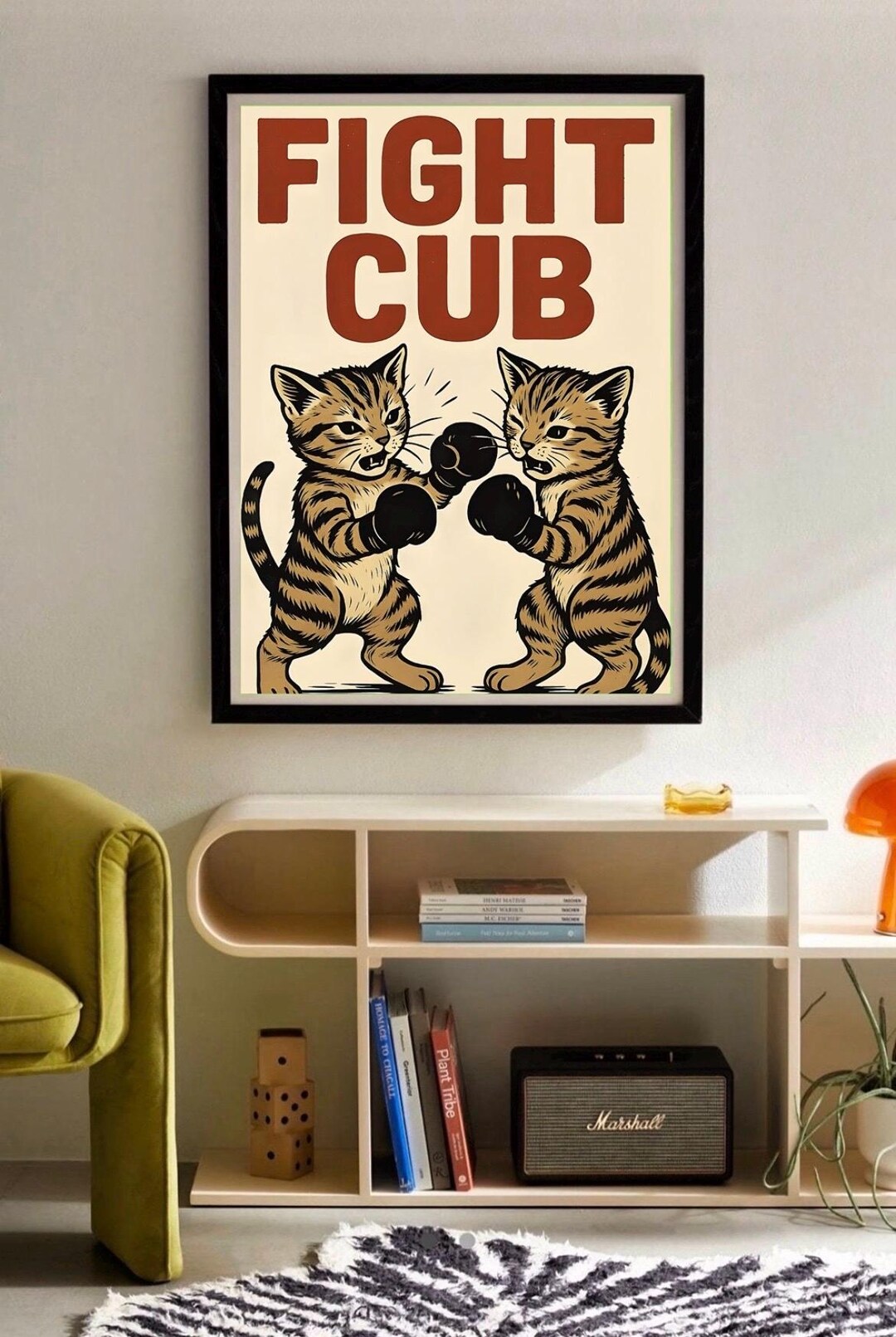 Fight Cub Printable Poster – Funny Tiger Cub Boxing Art, Retro Pop ...