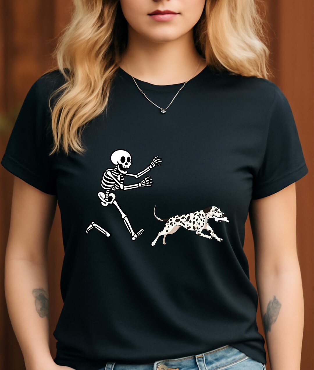 Funny Skeleton Chasing Dog PNG, Dalmatian Halloween Design, Cute Pet ...