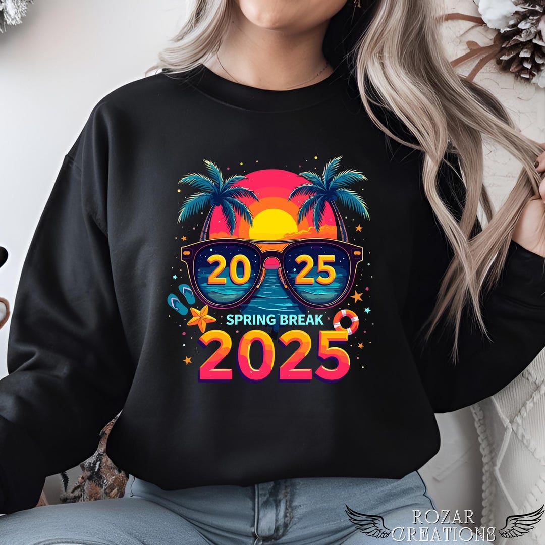 Spring Break 2025 Sublimation Design - Retro Beach Sunset Digital Art ...