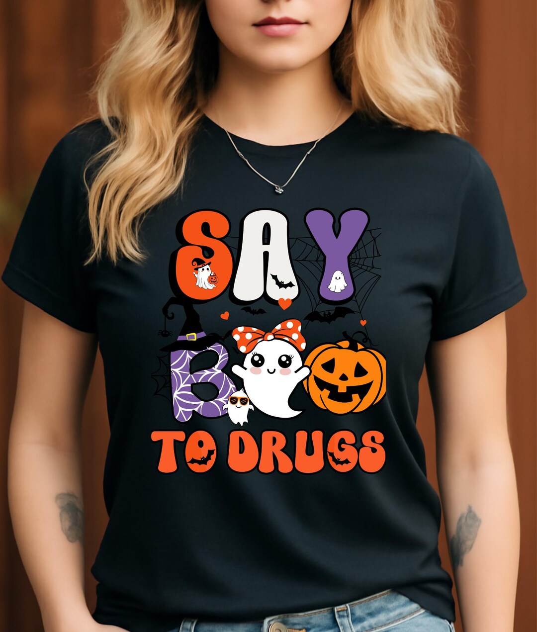 Say Boo to Drugs PNG, Cute Halloween Ghost Pumpkin Design, Anti Drug ...