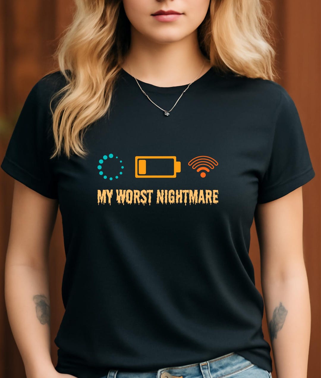 My Worst Nightmare PNG, Loading Battery Wifi Funny Horror Quote Design ...