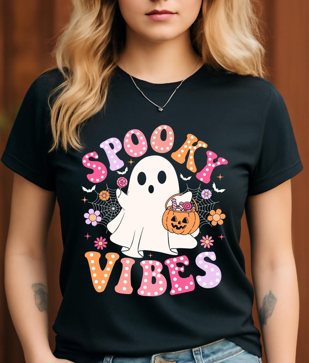 Spooky Vibes PNG, Cute Ghost Halloween Clipart, Retro Pastel Halloween ...