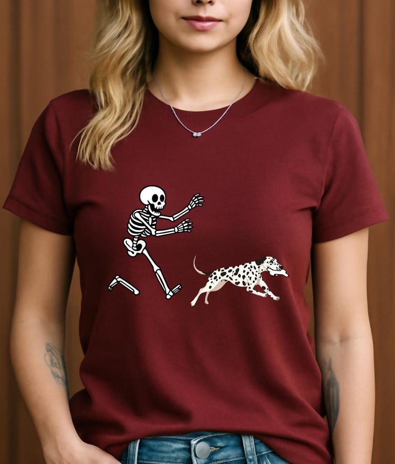 Funny Skeleton Chasing Dog PNG, Dalmatian Halloween Design, Cute Pet ...