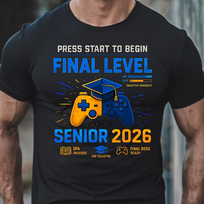 Senior 2026 Gamer Graduation PNG | Video Game Shirt Design (digital ...