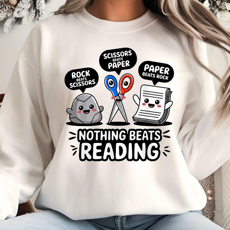 Nothing Beats Reading PNG | Kawaii Rock Paper Scissors (digital ...