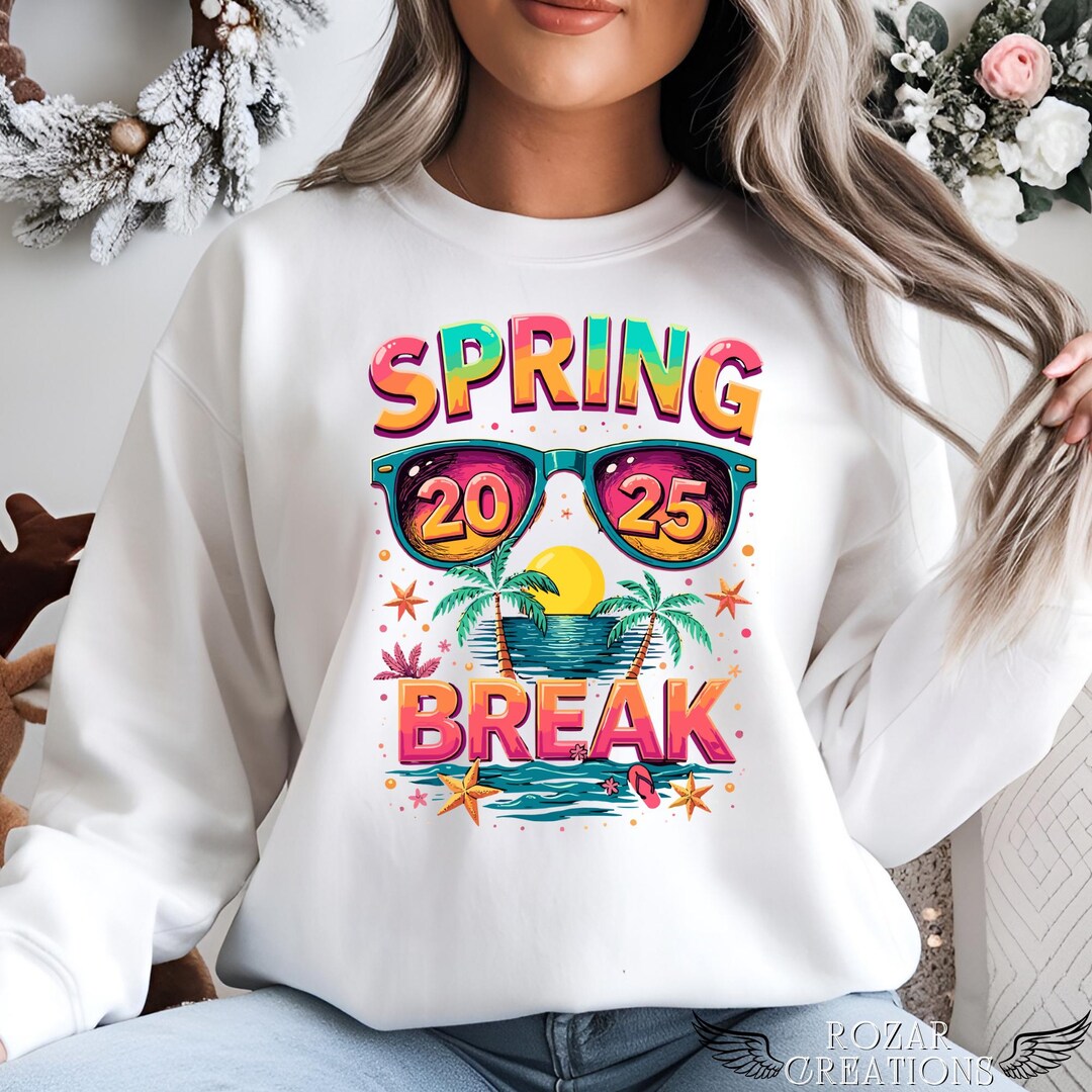 Spring Break 2025 PNG – Retro Beach Party Sunglasses Design for T ...