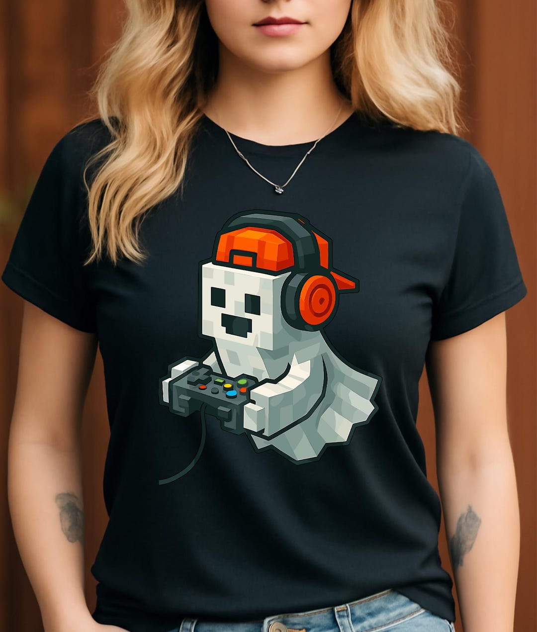 Gamer Ghost PNG, Pixel Halloween Ghost With Headset and Controller ...