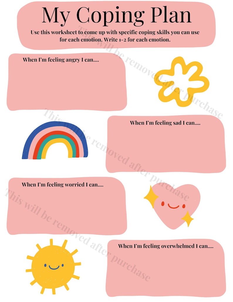 My Coping Plan Worksheet - Printable Self-care Tool for Stress Relief ...