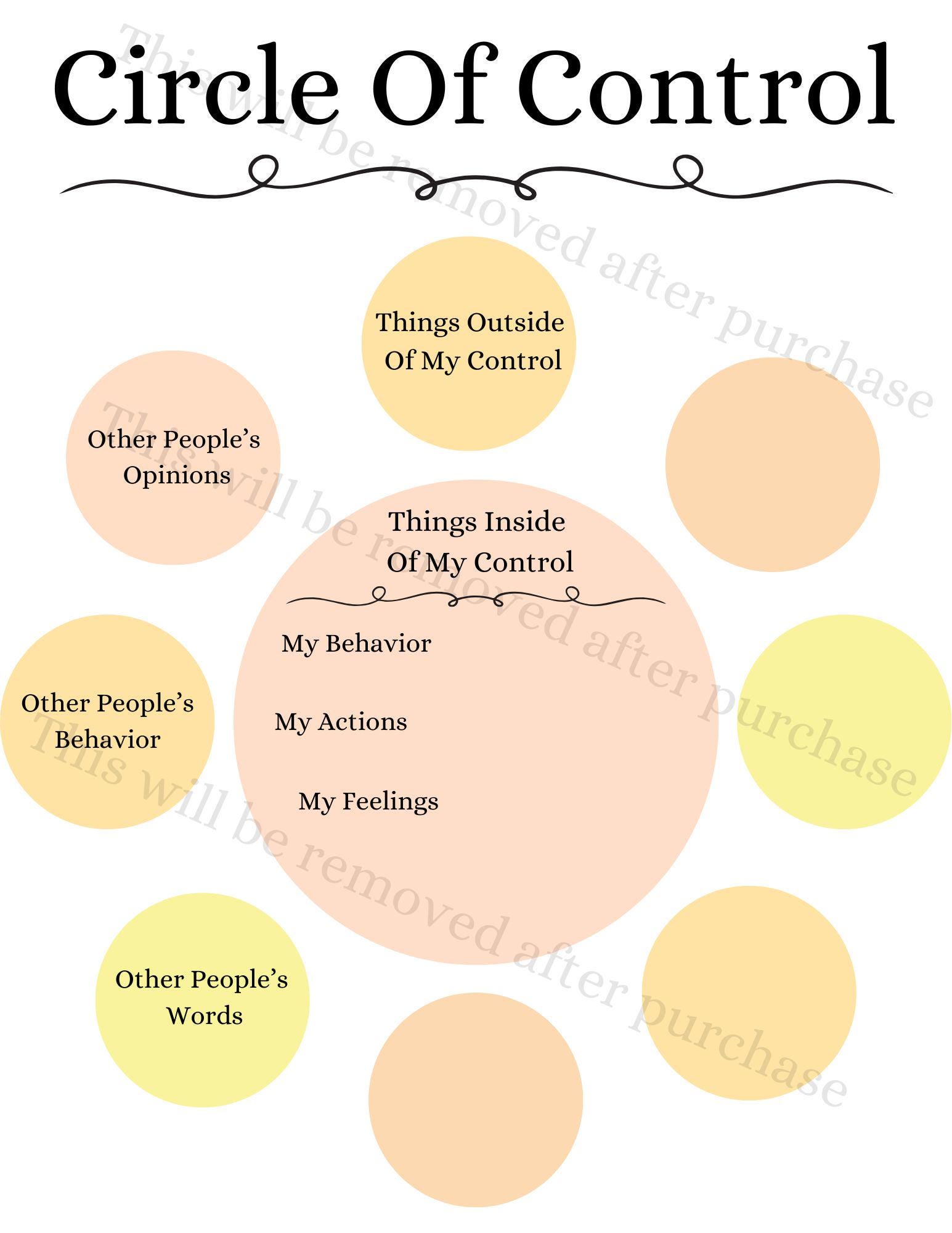 Circle of Control Worksheet - Printable Tool for Stress Management ...