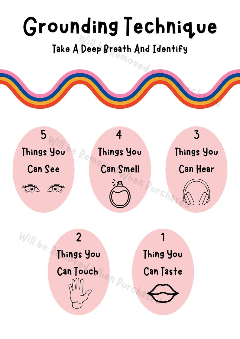 Mental Health Coping Skills Handout for Therapists- 5 Senses/ 5-4-3-2-1 ...