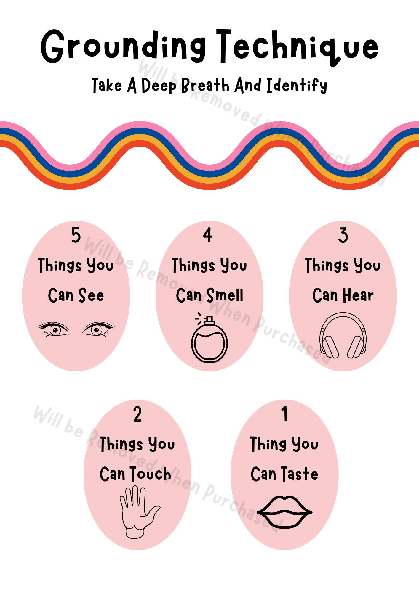 Mental Health Coping Skills Handout for Therapists- 5 Senses/ 5-4-3-2-1 ...