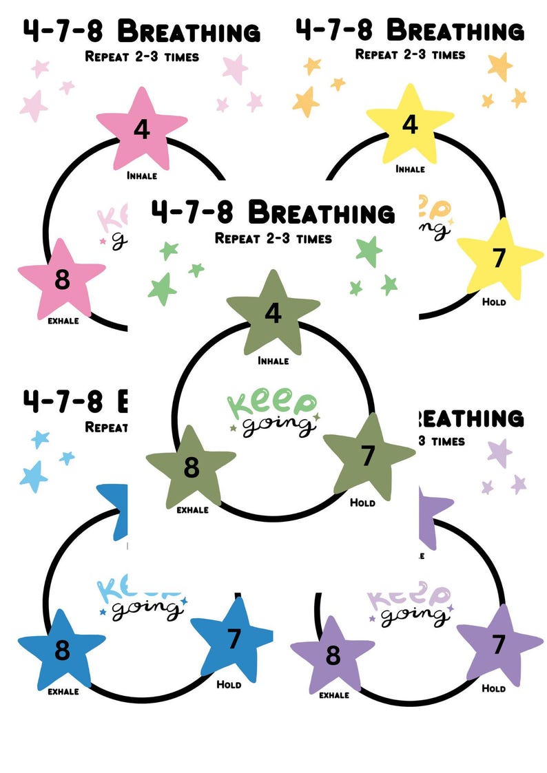 Mental Health Coping Skills Handout for Therapists- 4-7-8 Breathing ...