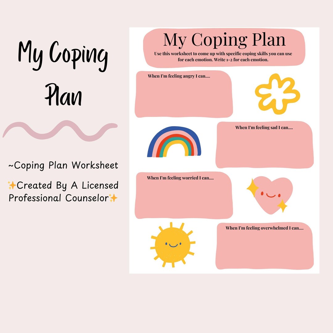 My Coping Plan Worksheet - Printable Self-care Tool for Stress Relief ...