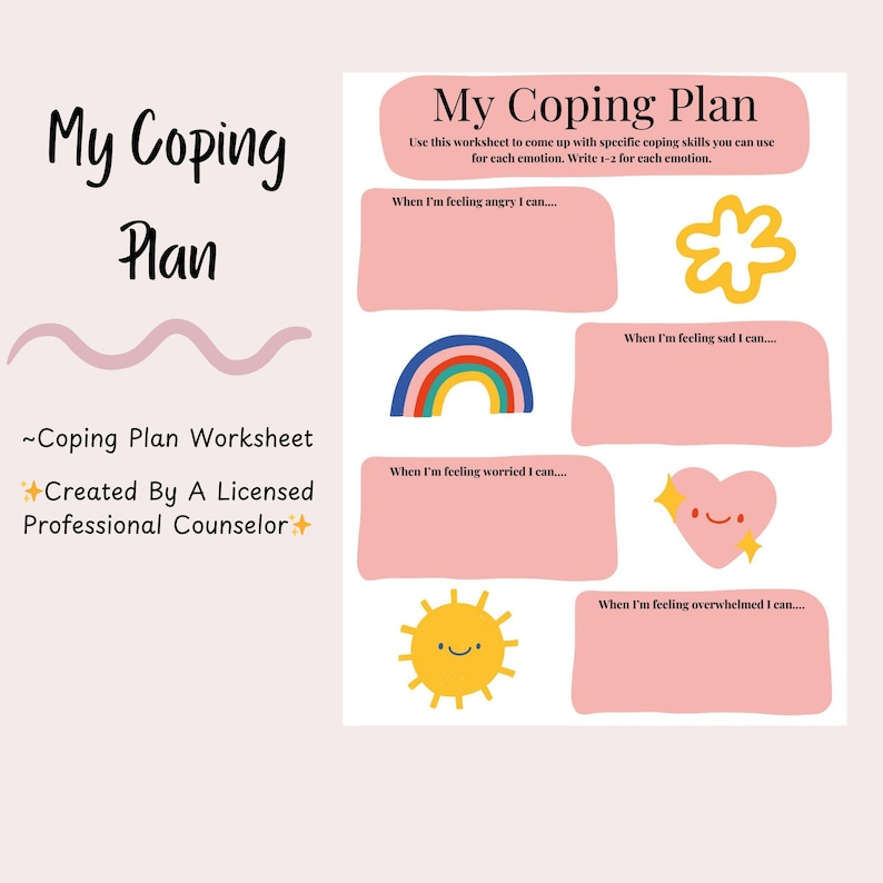 My Coping Plan Worksheet - Printable Self-care Tool for Stress Relief ...