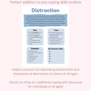 Mental Health Coping Skills Handout for Therapists- Distraction ...