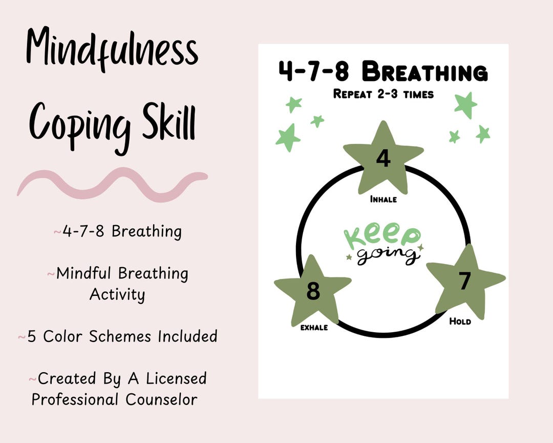 4-7-8 Breathing Handout: Mindfulness Coping Skill (digital Download) - Etsy