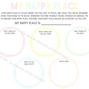 My Happy Place Coping Skill Therapy Worksheet -mental Health & Stress ...