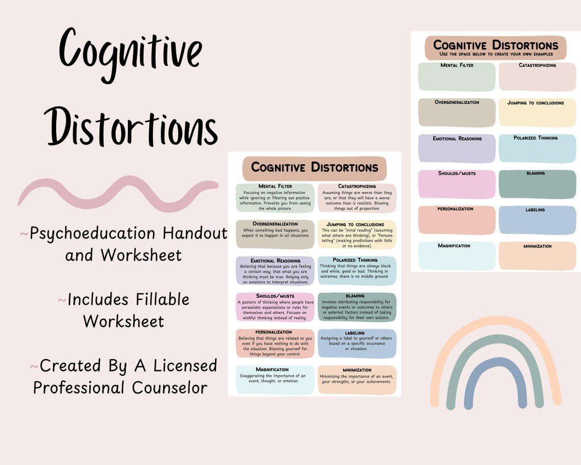 Mental Health Therapist Handouts- Cognitive Distortions- Cognitive ...