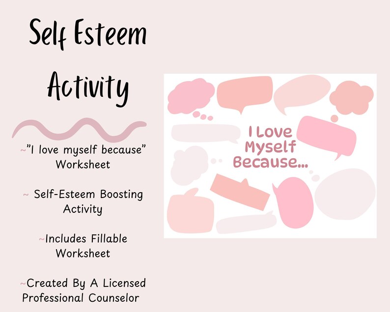 Mental Health Coping Skills Handout for Therapists- Self Esteem ...