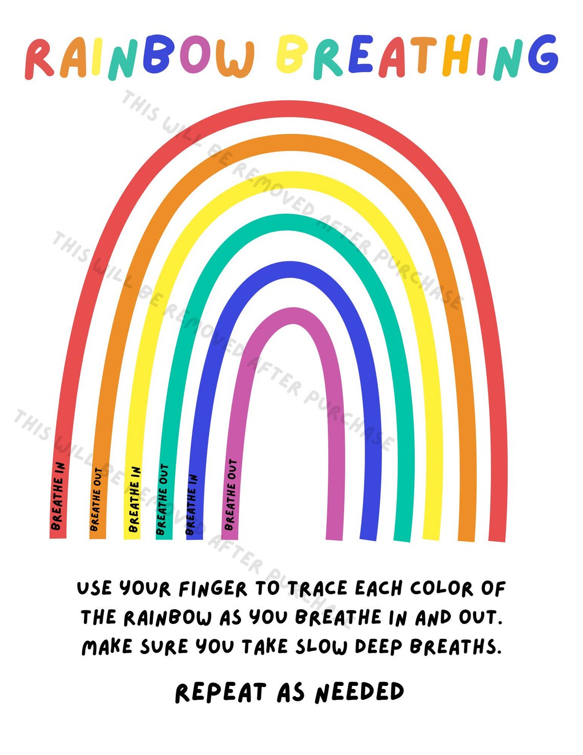 Mental Health Coping Skills Handout for Therapists- Rainbow Breathing ...