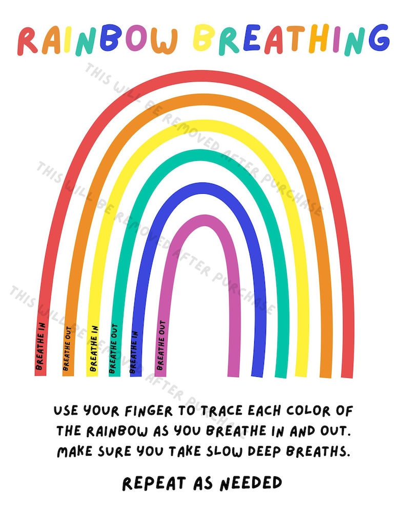 Mental Health Coping Skills Handout for Therapists- Rainbow Breathing ...
