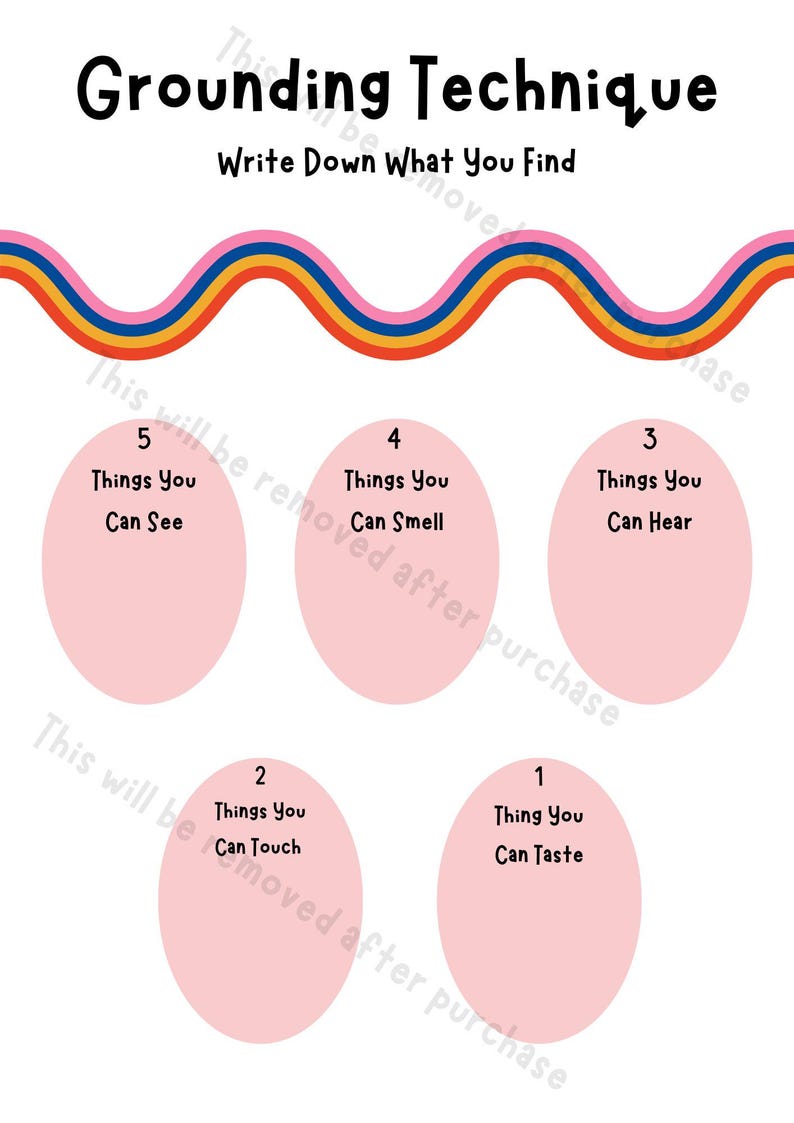 Mental Health Coping Skills Handout for Therapists- 5 Senses/ 5-4-3-2-1 ...