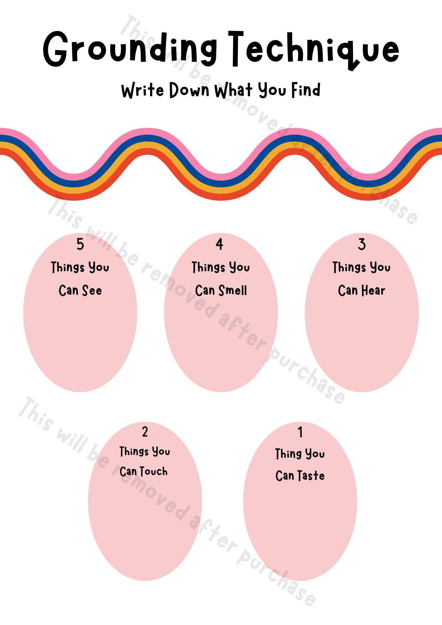 Mental Health Coping Skills Handout for Therapists- 5 Senses/ 5-4-3-2-1 ...