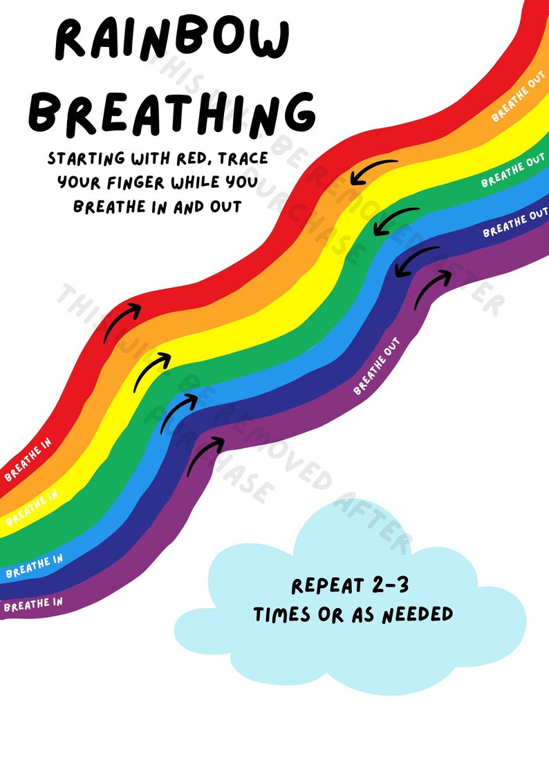 Mental Health Coping Skills Handout for Therapists- Rainbow Breathing ...