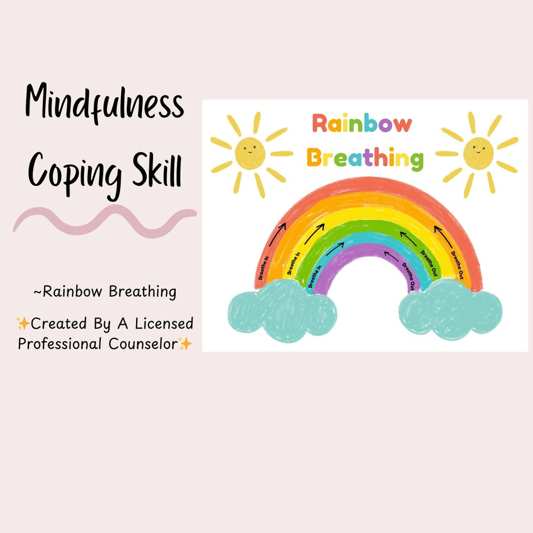 Mental Health Coping Skill Handout for Therapists- Rainbow Breathing ...