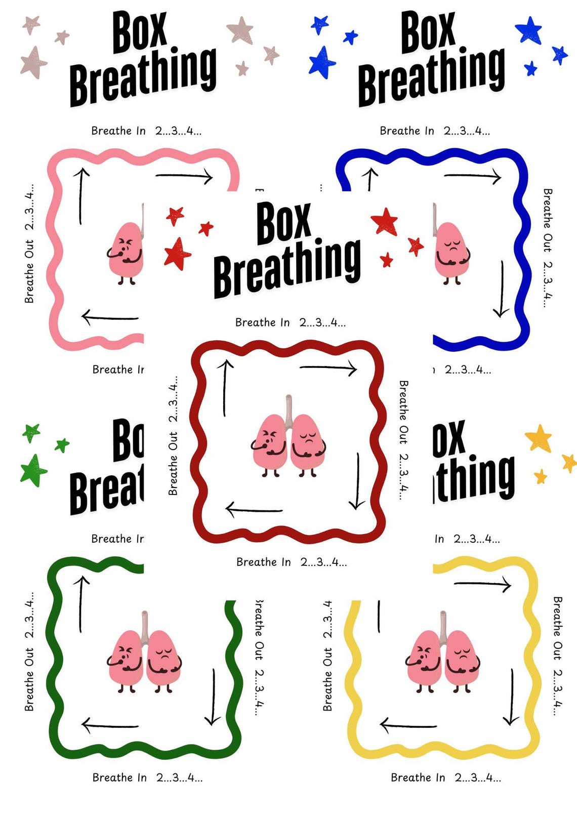 Mental Health Coping Skills Handout for Therapists- Box Breathing ...