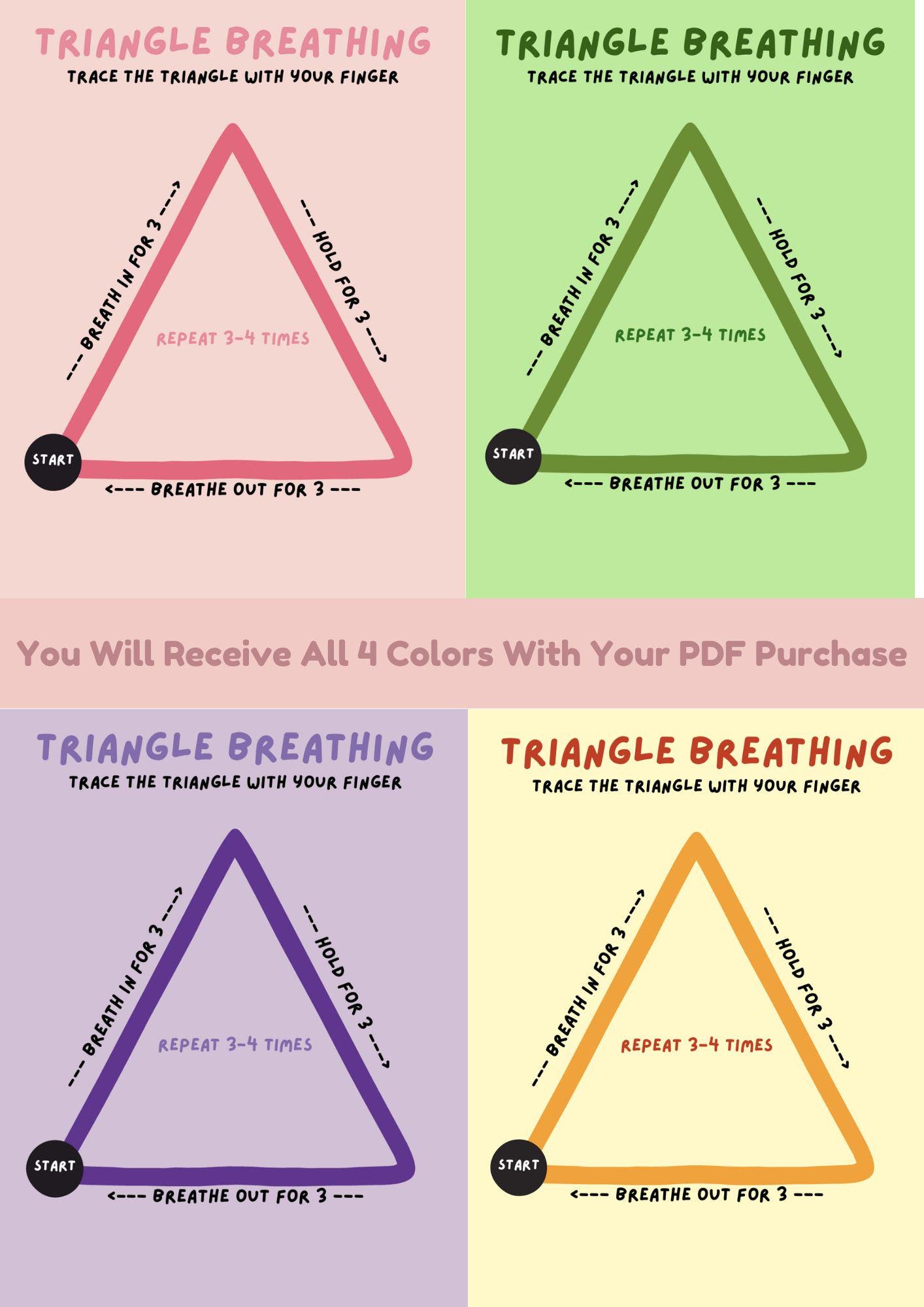 Mental Health Coping Skills Handout for Therapists- Triangle Breathing ...