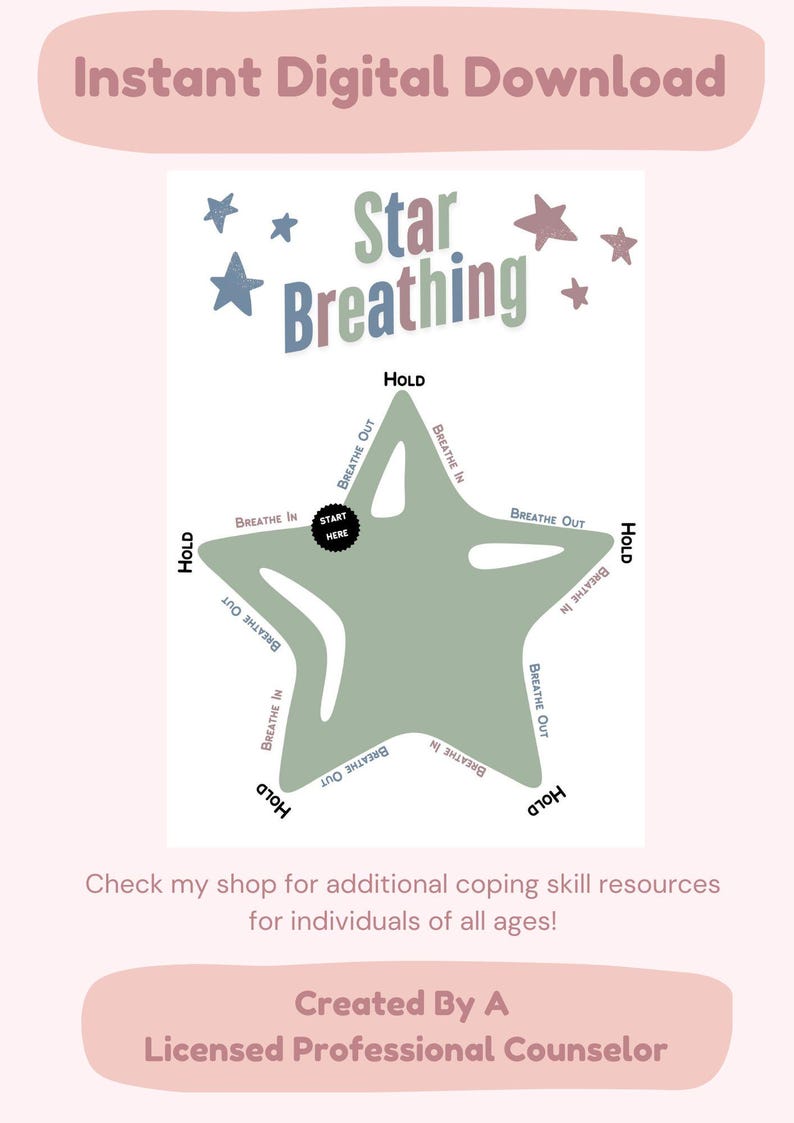 Star Breathing Handout: Mindfulness Coping Skill (digital Download) - Etsy