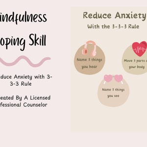 Mental Health Coping Skills Handout for Therapists- 3-3-3 Anxiety ...