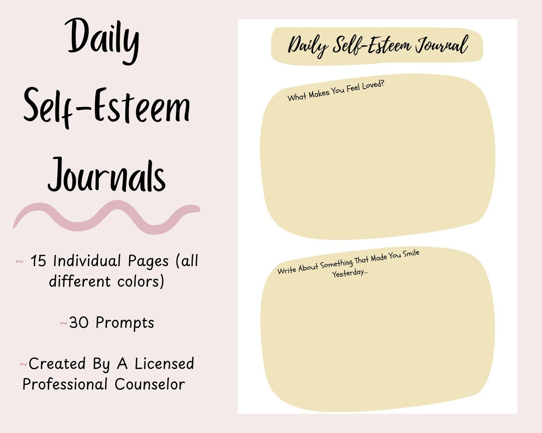 Self-esteem Journal Prompts: Daily Mental Health Handouts (PDF) - Etsy