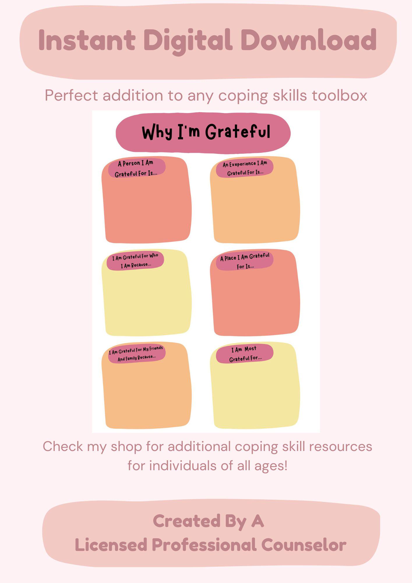 Mental Health Handouts for Therapists- Gratitude Journal- Self Care ...