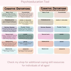 Mental Health Therapist Handouts- Cognitive Distortions- Cognitive ...