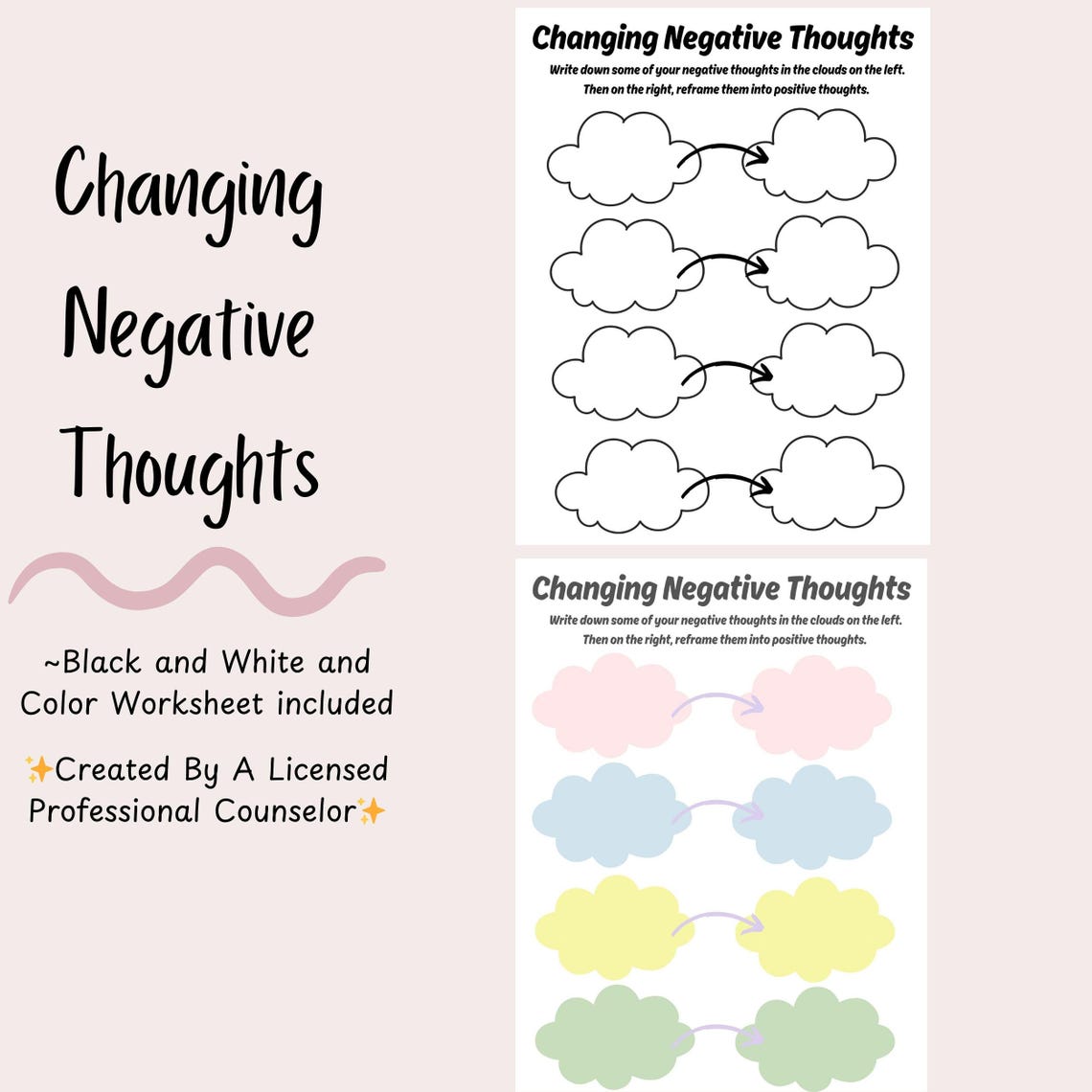 Changing Negative to Positive Thoughts Worksheet - Printable Mindset ...
