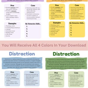 Mental Health Coping Skills Handout for Therapists- Distraction ...