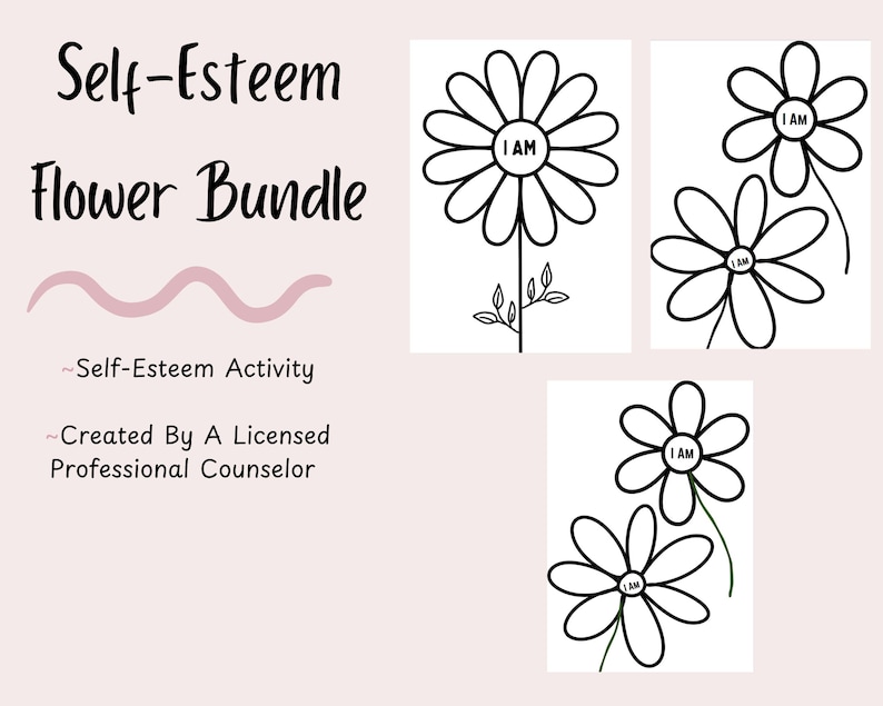 Self-esteem Flower Activity Bundle: Mental Health Handouts (digital ...
