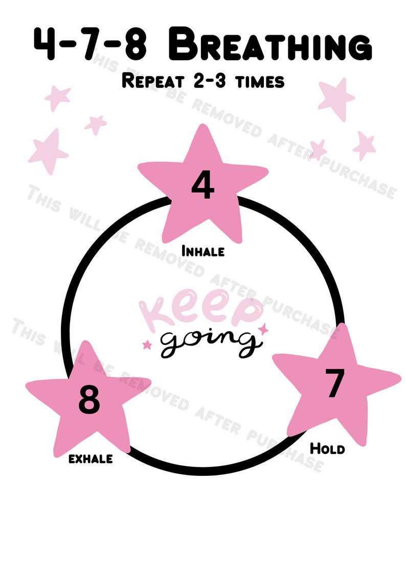 Mental Health Coping Skills Handout for Therapists- 4-7-8 Breathing ...