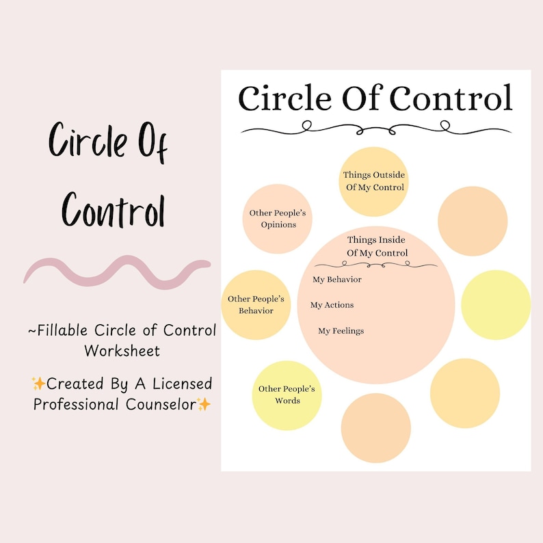 Circle of Control Worksheet - Printable Tool for Stress Management ...