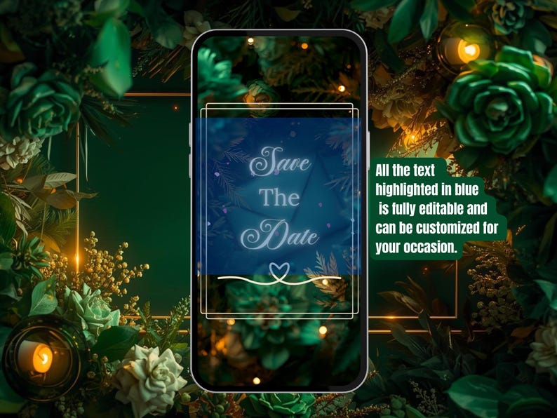 Emerald Green & Gold Save the Date Invitation – Wedding Video Evite ...