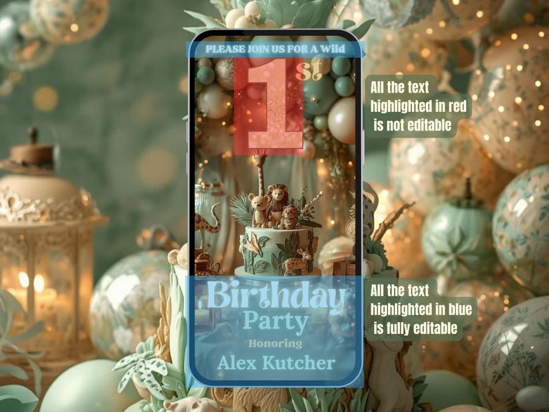 Jungle Safari 1st Birthday Invitation With Music – Wild One Video ...