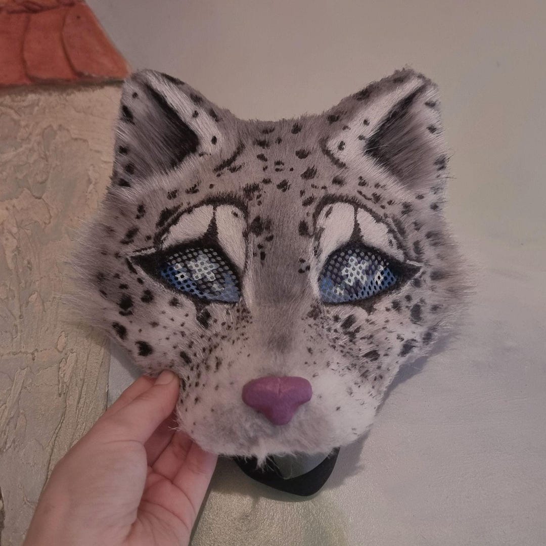 Handmade Snow Leopard Therian Furred and Colored Mask - Etsy