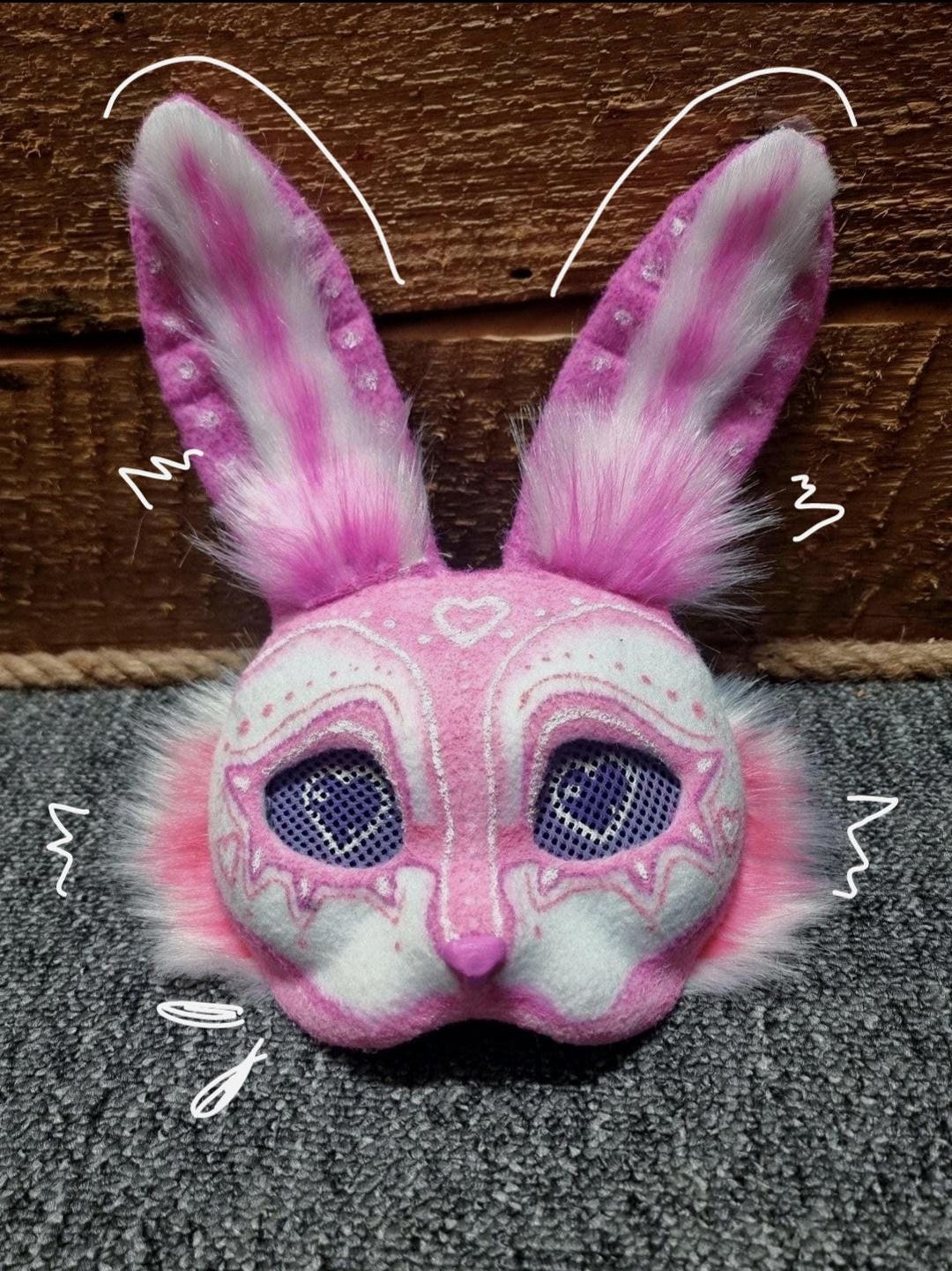 Pink Bunny Animal Therian Mask - Etsy