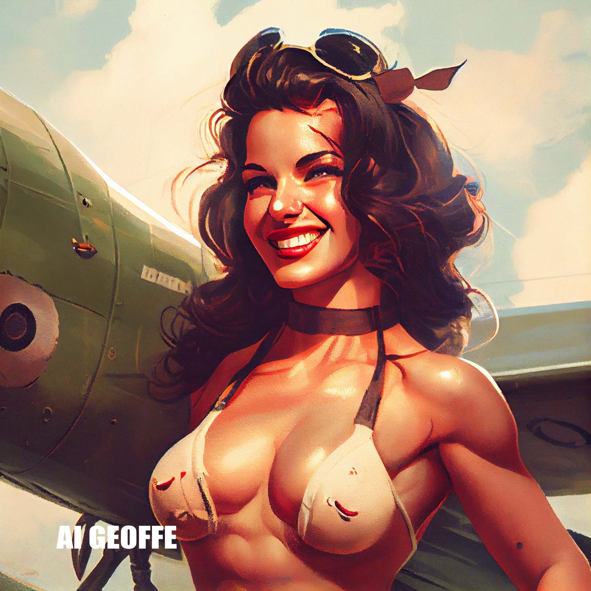 Set of 5, World War II Pin-up Girls, Midjourney, Instant Download, Printable - Etsy