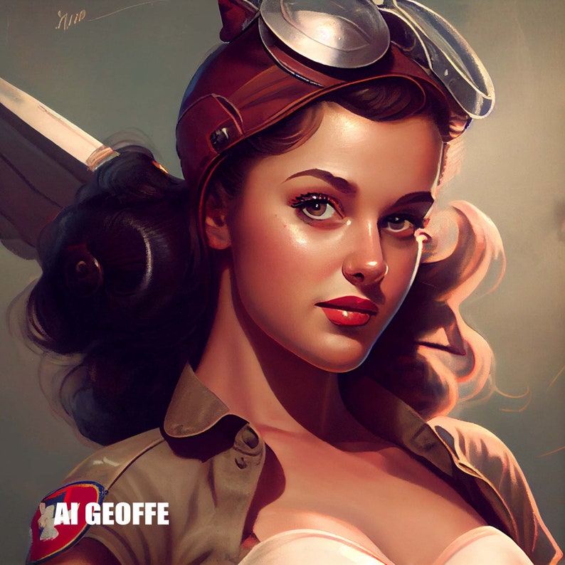 Set of 5, World War II Pin-up Girls, Midjourney, Instant Download, Printable - Etsy