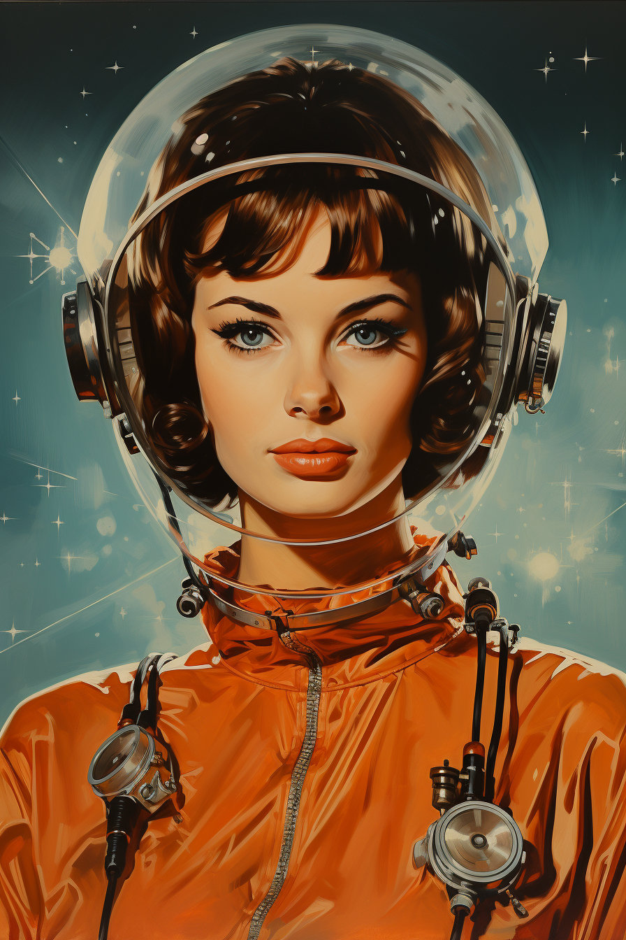 Women of the Retro Futurism, Set of 14, Instant Download and Printable AI Created Images ...
