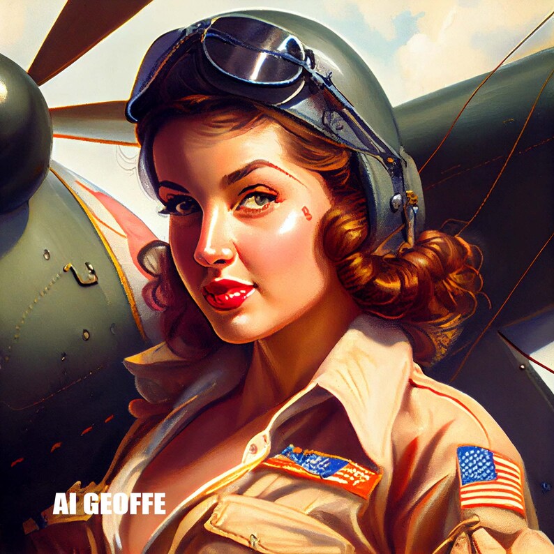 Set Of 5 World War Ii Pin Up Girls Midjourney Instant Etsy