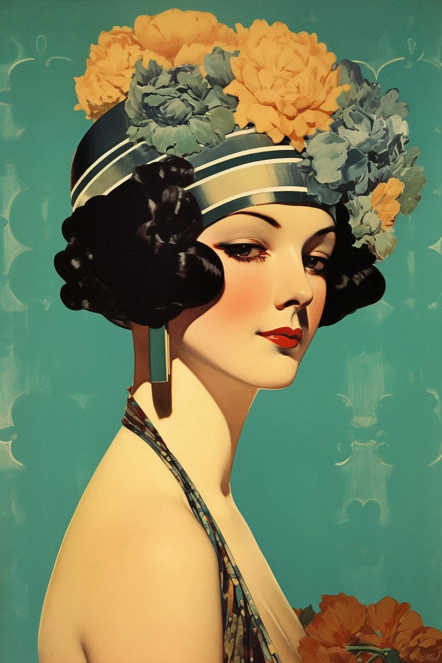 Art Deco Pin Up, Set of 5, Set 1 - Midjourney AI, Instant Download ...